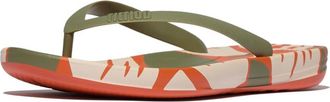 FitFlop Herren Iqushion Mens Leaf-Print Ergonomic Flip-Flops Flipflop, graugrün, 43 EU