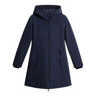 Woolrich Tech Softshell Daunenparka mit femininer Silhouette - - Coats - Damen - Blau - XL