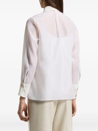 PESERICO Womens Embroidered-Collar Shirt Aw25 W