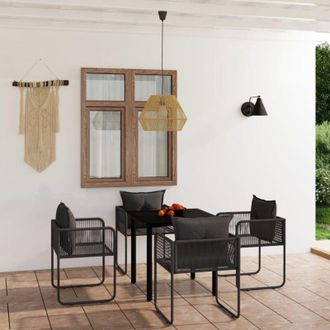 vidaXL INLIFE Ensemble de salle &agrave; manger de jardin 5 pcs Noir