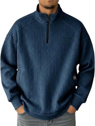 Generic Pull &agrave; col roul&eacute; pour homme - Sans capuche - Demi-fermeture &eacute;clair - Couleur unie - Confortable - Doux - Manches longues - Coupe droite - Pull dext&eacute;ri