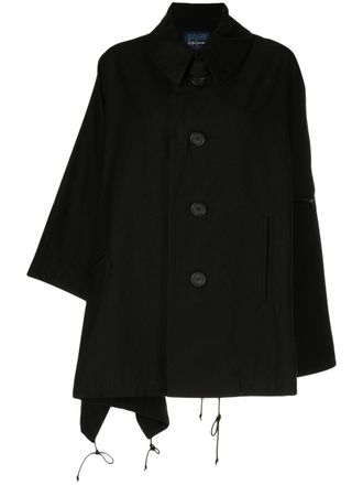 Yohji Yamamoto cape boutonn&eacute;e &agrave; manches longues - Noir