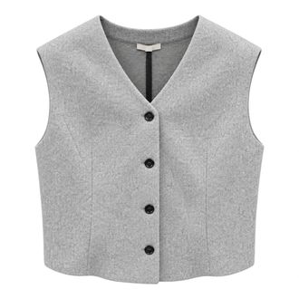 Liviana Conti Gilet en tissu cachemire l&eacute;ger et laine m&eacute;rinos - Femme - Vestes - Gris - Taille: 40 FR