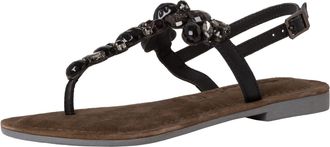 Tamaris Damen Sandalen Zehentrenner Leder Sommer; BLACK COMB/schwarz; 36 EU