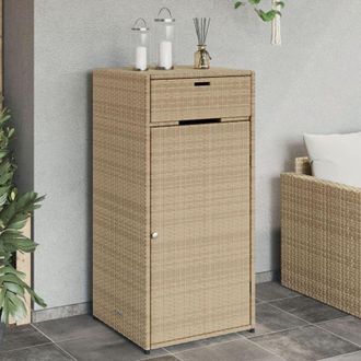Les Tendances Armoire de rangement de jardin beige 55x55x111 r&eacute;sine tress&eacute;e