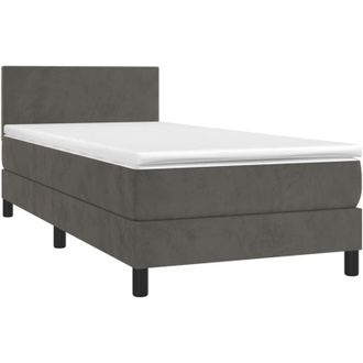 vidaXL Boxspringbett mit Matratze Dunkelgrau 90x200 cm Samt Vidaxl