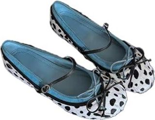 Generic JCVBN Chaussures plates &agrave; talons bas pour femme avec noeud papillon pour femme Ballerines d&eacute;t&eacute; Mary Janes Baskets de marche, noir/blanc, 37.5 EU