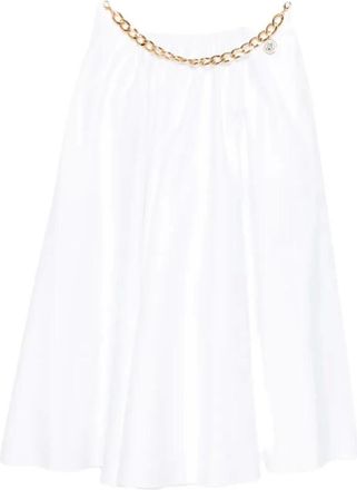 Elisabetta Franchi Femme, Jupes, Blanc, Taille: 40 FR Jupe en Coton Stretch avec D&eacute;tail Bijou