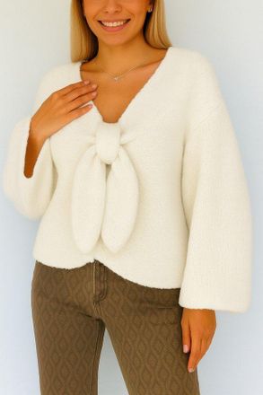 Worldclassca Cardigan WORLDCLASSCA Damen Oversize Cardigan Strickjacke mit Schleife Fashion Neue Kollektion - Stilvolle und gemütliche Strickmode für Damen