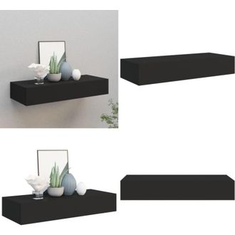 vidaXL Vidaxl - Wandregal mit Schublade Schwarz 60x23,5x10 cm mdf - Wandregal - Regal Schwarz - Regal Mit Schublade - M&ouml;bel F&uuml;r Wohnzimmer - Nachttisch