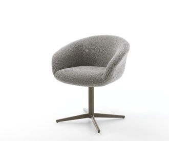 DELIFE Drehstuhl Vinka-Flex mit Armlehnen Boucl&eacute; Silbergrau Fu&szlig;kreuz Effektfinish Titan 360&deg; drehbar Taschenfederkern, Esszimmerst&uuml;hle