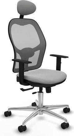 Piqueras y Crespo B&uuml;rostuhl mit 1D-Armen, h&ouml;henverstellbarer Lendenwirbelst&uuml;tze und festem Kopfteil, ausgestattet mit Syncro/Traslack und injiziertem Schaumstoff, Grau/