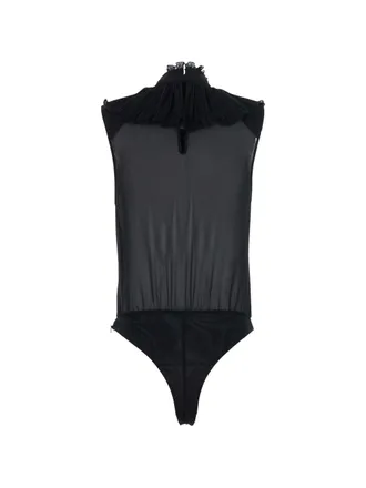 Elisabetta Franchi Ruffled Tulle Bodysuit - Black