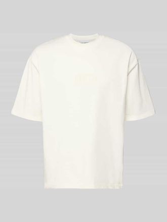 Review T-Shirt mit Label-Stitching und Rundhalsausschnitt