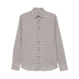 Canali Chemise &agrave; carreaux - Homme - Chemises - Brun - Taille: XL