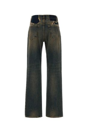 Maison Margiela Distressed Waistband Cotton Jeans - Blue
