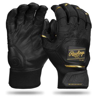 Rawlings Workhorse Baseball-Schlaghandschuhe für Erwachsene, Schwarz/Gold, Größe M