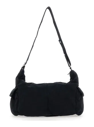 ERL Mens Shoulder Bag Black Cotton Twill