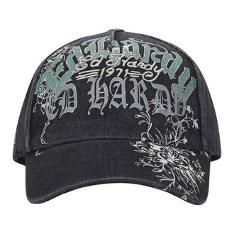 Ed Hardy Casquette Trucker Gothic Florale D&eacute;lav&eacute;e &agrave; 6 Pans - unisex - Accessoires - Noir - Taille: ONE Size