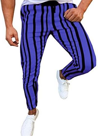 Generic Pantalon ray&eacute; noir et blanc pour homme, pantalon de costume, pantalon de jogging, coupe ajust&eacute;e, confortable, streetwear, randonn&eacute;e, affaires et loisi