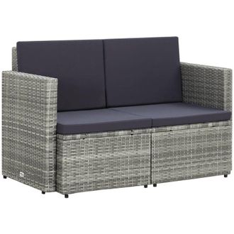 vidaXL Vidaxl - Canap&eacute; de jardin &agrave; 2 places avec coussins Gris R&eacute;sine tress&eacute;e