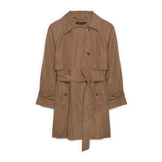 Fiorella Rubino Femme, Manteaux, Brun, Taille: 50 FR Trench-coat satin&eacute; avec ceinture