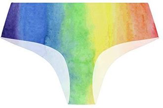 Montoj Abstrait Aquarelle Arc-en-ciel Couleurs Fond Femme Invisible Sans Couture Sous-V&ecirc;tements Demi Dos Couverture Culotte - - S