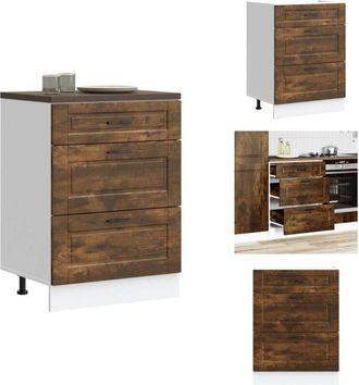 vidaXL Vidaxl - Armoire de cuisine Porto ch&ecirc;ne fum&eacute; bois ding&eacute;nierie - Armoire De Cuisine - Armoires De Cuisine - Meuble D&eacute;vier - Meuble D&eacute;vier De Cuisine