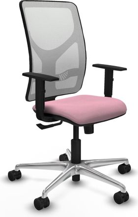 Piqueras y Crespo Schreibtischstuhl mit 1D-Armlehnen, h&ouml;henverstellbare Lendenwirbelst&uuml;tze, mit 3 Positionen und Schneidschaum, Wei&szlig;/Rosa