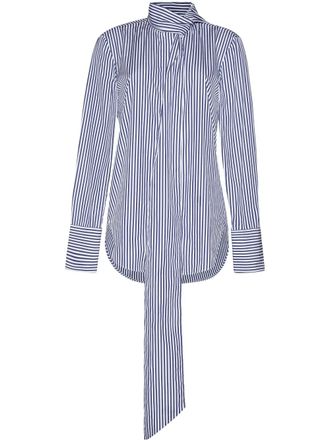 Adam Lippes Gestreifte Lee Popeline-Bluse - Blau