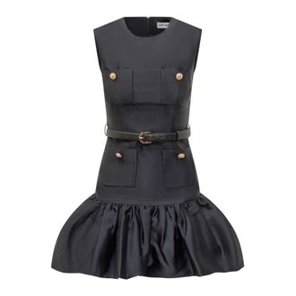 Self Portrait Femme, Robes, Bleu, Taille: 36 FR Robe noire en taffetas avec jupe à volants