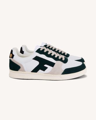 Faguo Baskets en cuir blanc et vert fonc&eacute;