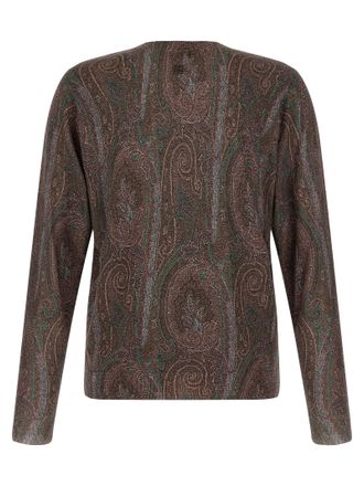 Etro Paisley-Stamped Silk-Cashmere Sweater - Brown