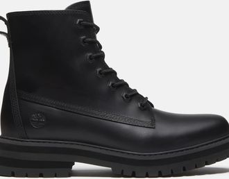 Timberland mittelhoher Schn&uuml;rstiefel in Schwarz aus Vollnarbenleder