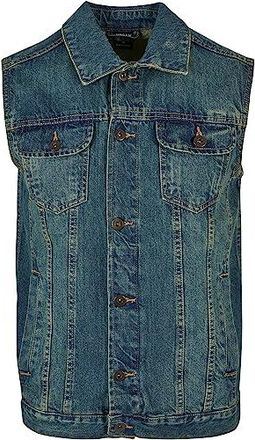 Urban Classics Veste Denim, Blouson en Jean Multi-Poches, Veste R&eacute;tro Ann&eacute;es 80, Boutons Argent&eacute;s - XL - Bleu Clair