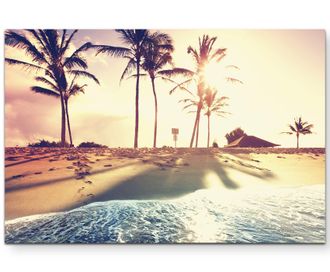 Paul Sinus Art Leinwandbilder | Bilder Leinwand 120x80cm Tropischer Strand mit Palmen