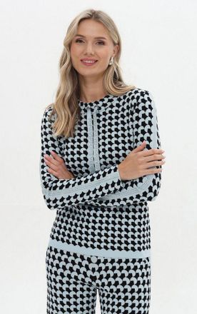 Passioni Strickpullover mit geometrischem Allover-Muster