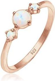 Elli Bague Femmes Bande G&eacute;o Vintage Tendance avec Opale Synth&eacute;tique en Argent Sterling 925