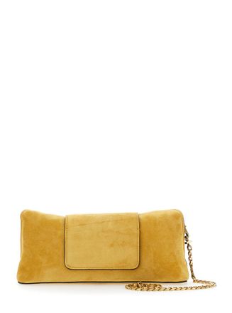 Versace Womens Shoulder Bag Suede Yellow Lamb