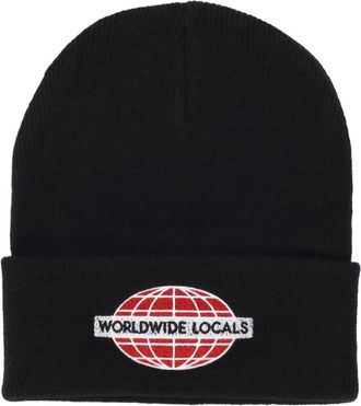 Usual Schwarze Beanie-M&uuml;tze mit Stickerei - - Accessories - Herren - Schwarzk - ONE SIZE