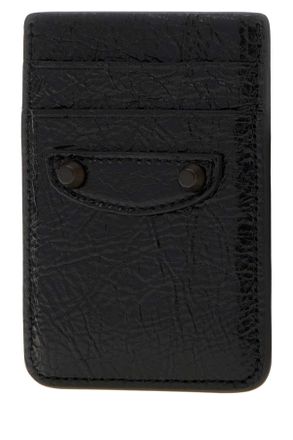 Balenciaga Mens Black Leather Le City Card Holder Portafogli Wallet