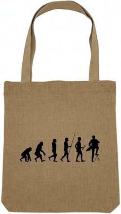 Fabulous Sac Shopping Tote Bag Aspect Lin - Evolution Vielle &agrave; Roue Musique Instrument Musicien - Sac de Courses Toile Epaisse 360g Beige Naturel Cabas Port&eacute; E