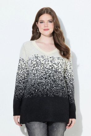 Ulla Popken Strickpullover Pullover Farbverlauf A-Linie V-Ausschnitt Langarm