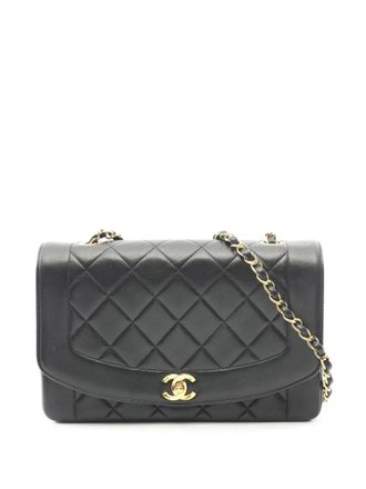Chanel 1991-1994 mittelgro&szlig;e Diana Flap Umh&auml;ngetasche - Schwarz