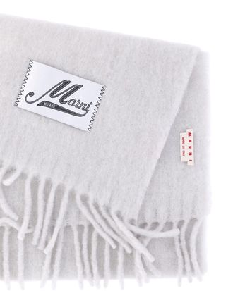 Marni Womens Fringed Scarf Sodium White Alpaca Scarfs