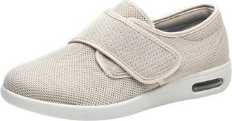 Generic Hommes Large Orteil Pieds Nus Chaussures diabétiques Personnes âgées Réglable Maille Marche Baskets Respirable Décontracté,Beige,45 EU