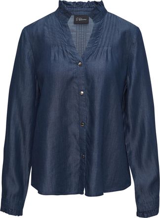 s.Oliver Black Label Leichte Bluse aus Lyocell-Denim mit Rüschen und Biesen blau 44