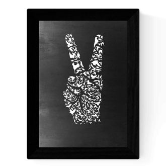 Nacnic Drucke in Schwarzweiss-Frieden in der Gr&ouml;&szlig;e A3 Poster mit schwarzem Hintergrund Tafel Stil. 250 gr Papier und hohe Qualit&auml;t Tinten