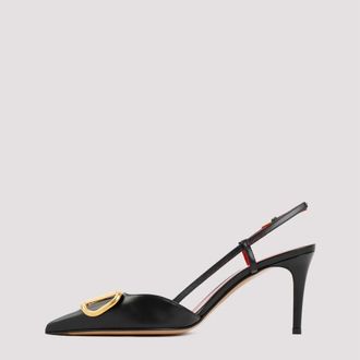 Valentino Garavani Slipper & Pantoletten - Slingback Mules In Black Leather - Gr. 38,5 (EU) - in Schwarz - f&uuml;r Damen