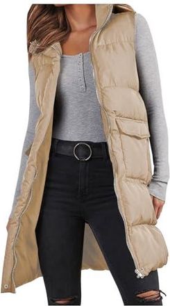 Generic Vestes pour femmes 2026 - Couleur unie - &Agrave; capuche - Longue veste rembourr&eacute;e &agrave; capuche - Manteau mince, blanc, XXL